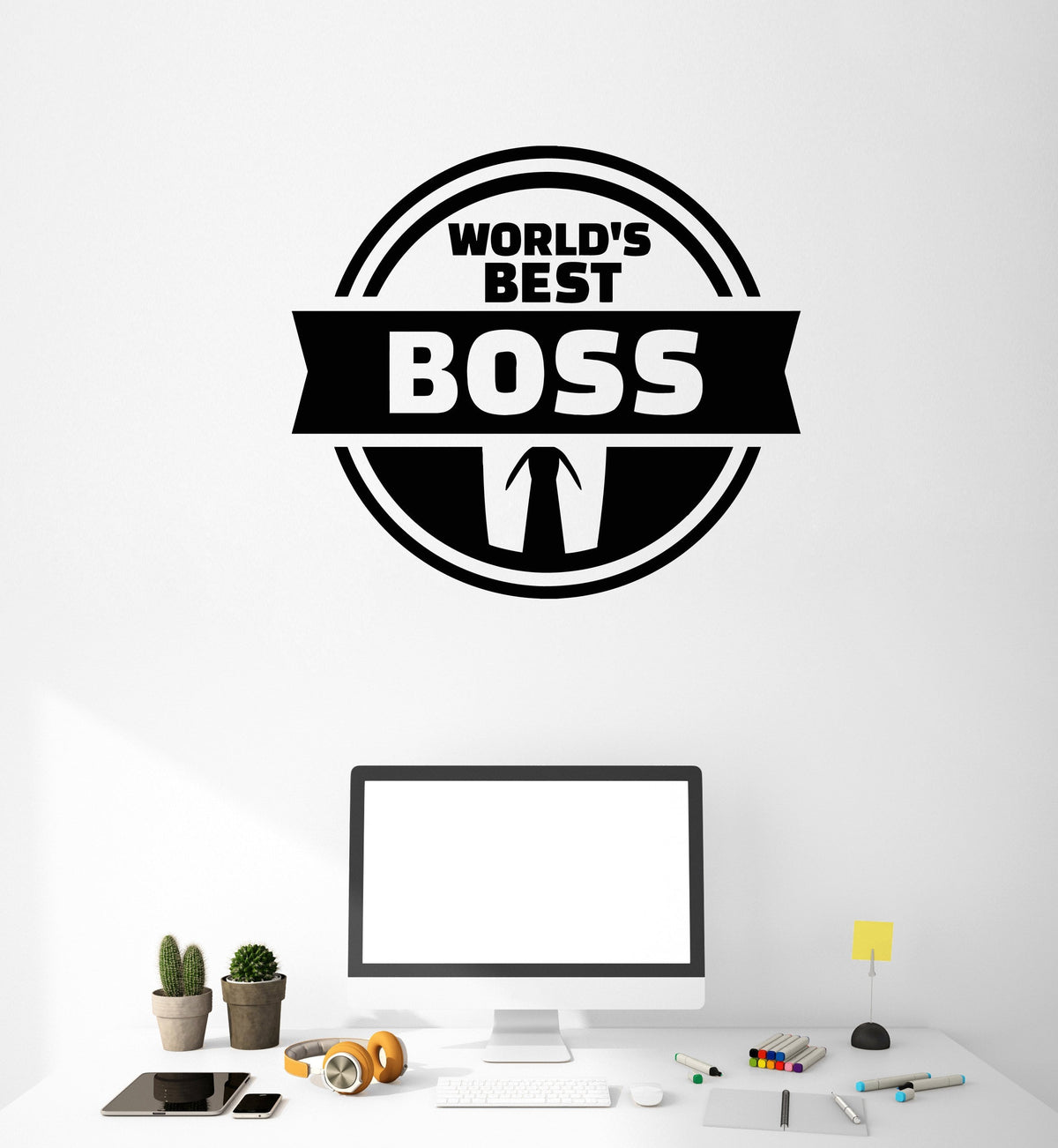 Vinyl Wall Decal World's Best Boss Gift Office Worker Art Decor Sticke ...