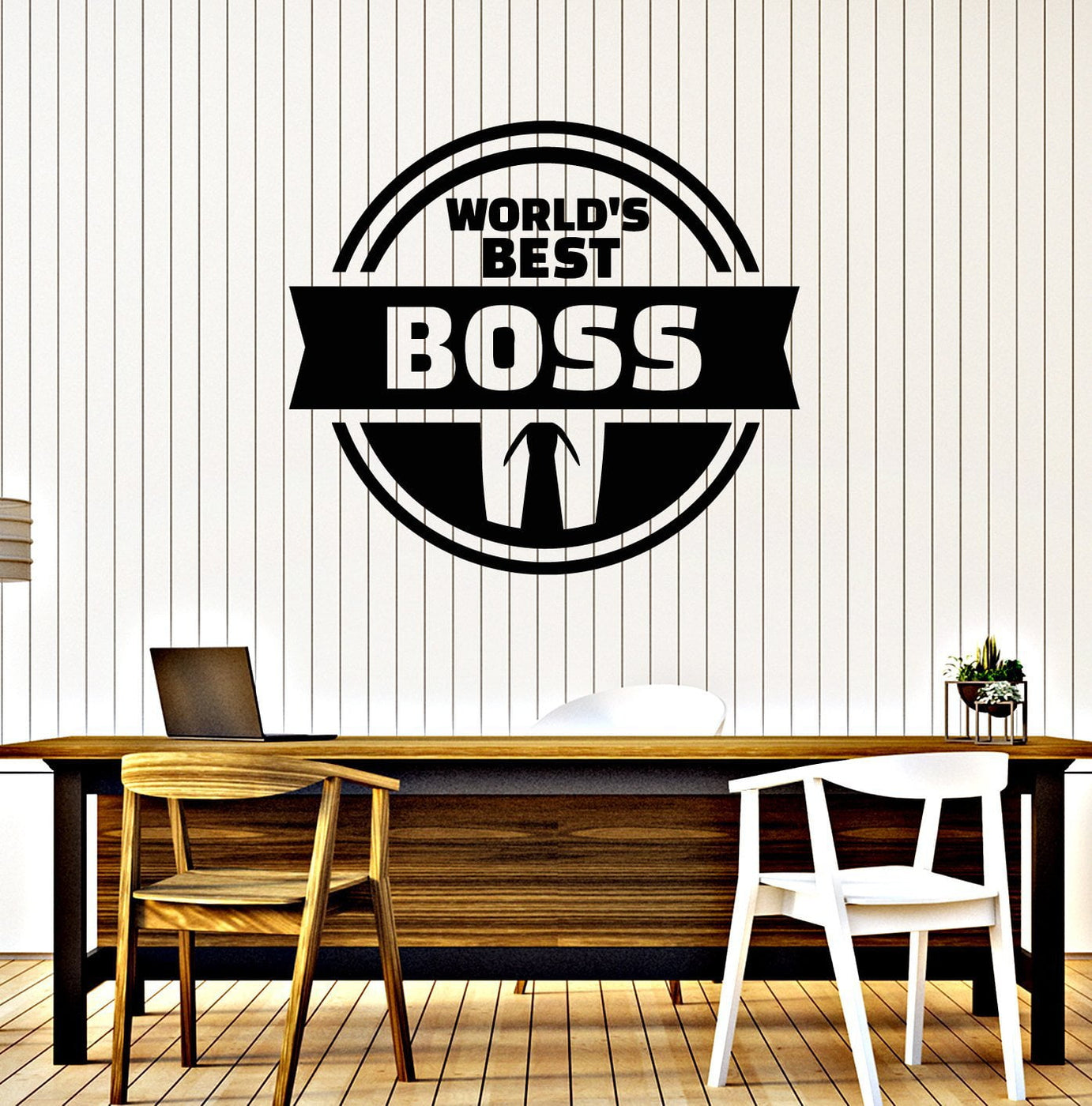 Vinyl Wall Decal World's Best Boss Gift Office Worker Art Decor Sticke ...