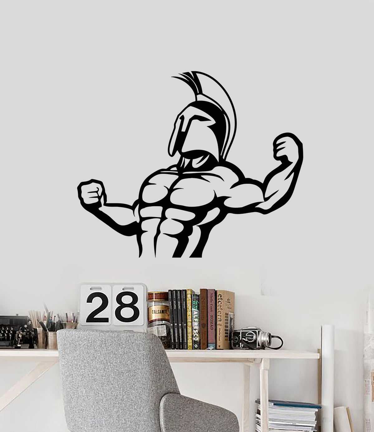 Vinyl Wall Decal Spartan Warrior Helmet Body Muscles Sport Club Sticke ...