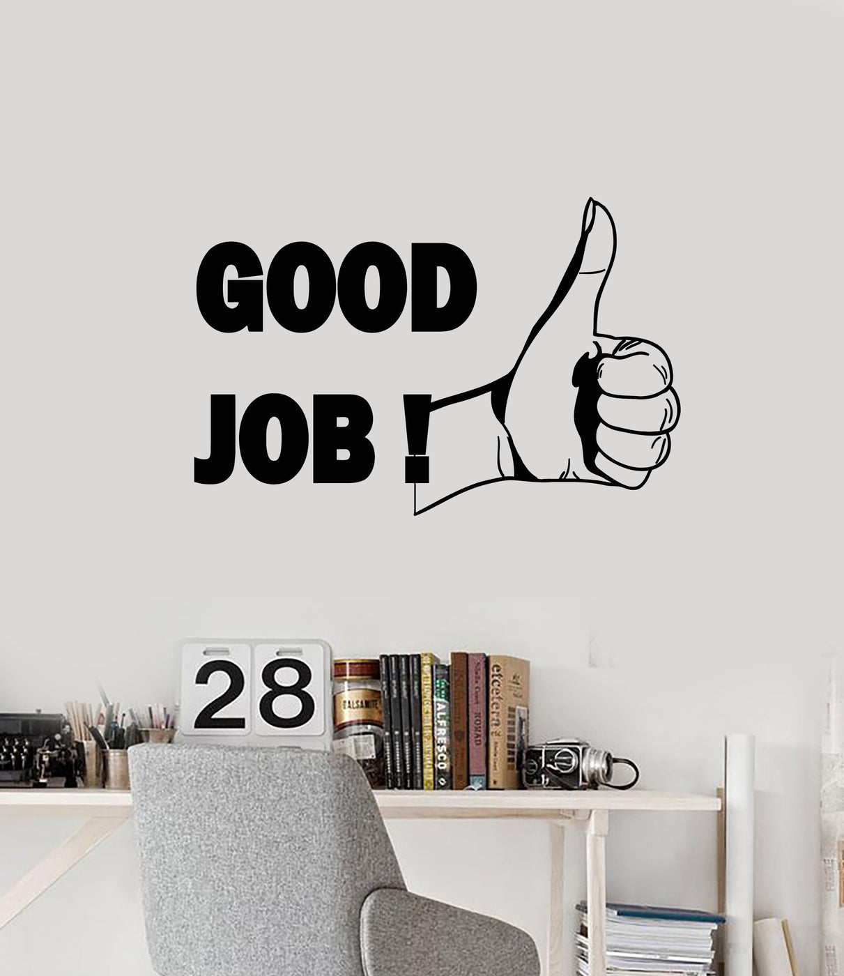 Vinyl Wall Decal Thumb Up Good Job Office Motivation Inspiration Phras ...