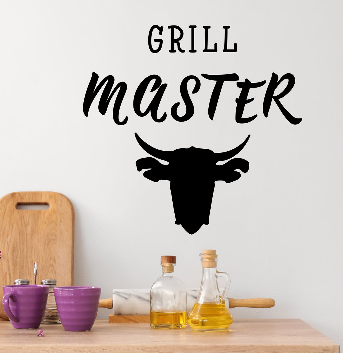 Autocollant mural en vinyle Grill Master Steak House Barbecue Meet Coo ...