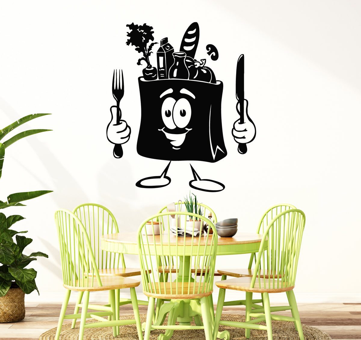 Vinyl Wall Decal Grocery Store Cartoon Picture Cooking Decor Stickers ...