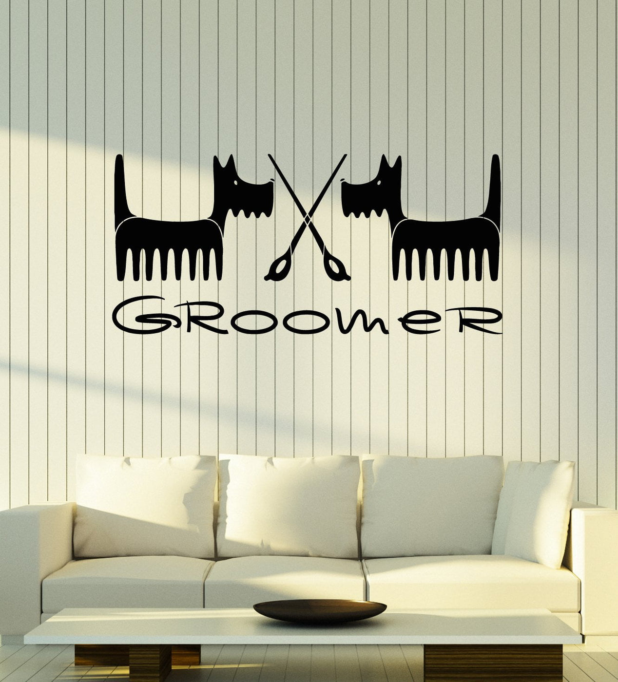 Vinyl Wall Decal Groomer Grooming Salon Pet Dog Beauty Stickers Mural ...