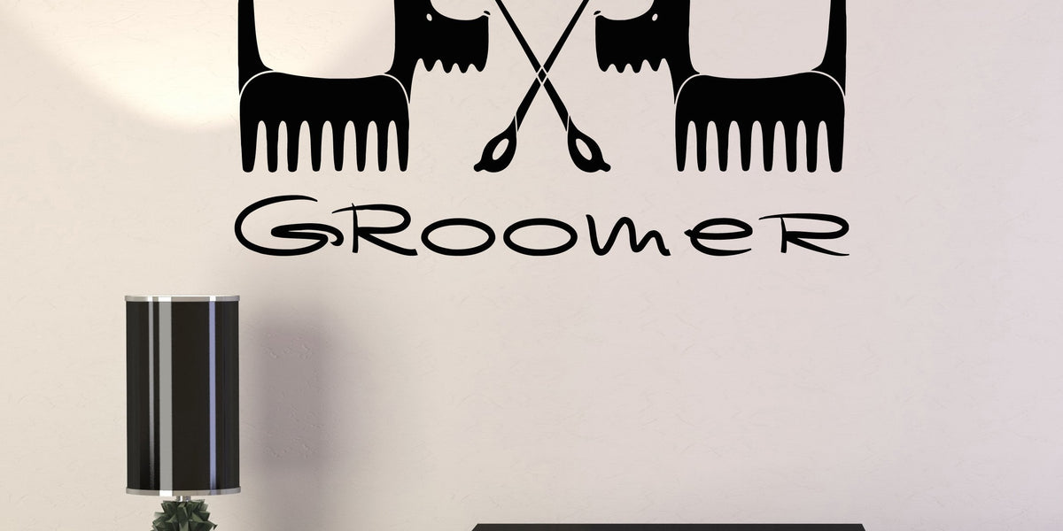 Vinyl Wall Decal Groomer Grooming Salon Pet Dog Beauty Stickers Mural ...