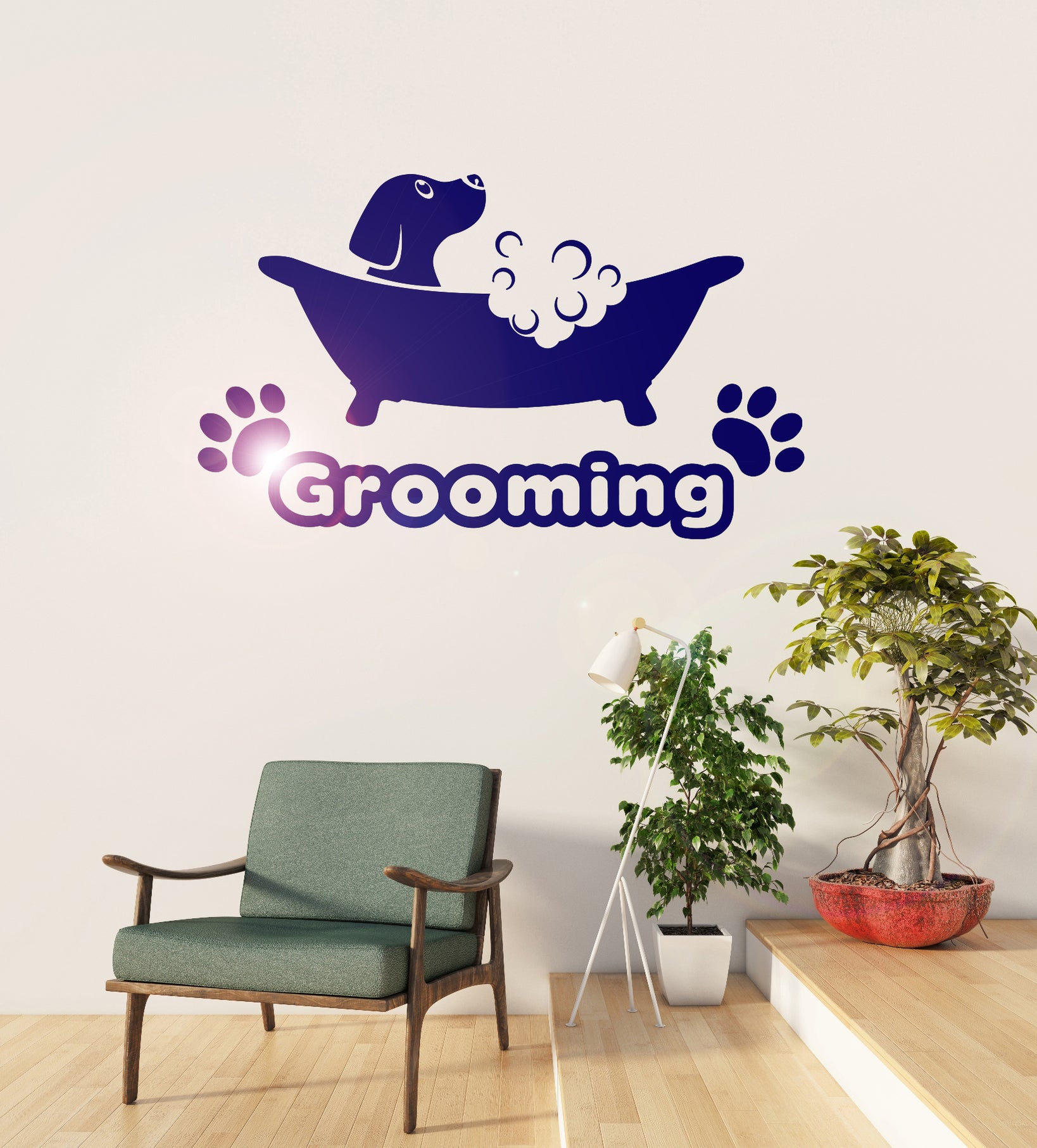 Vinyl Wall Decal Pets Grooming Dog Puppy Bath Stickers Unique Gift (17 ...