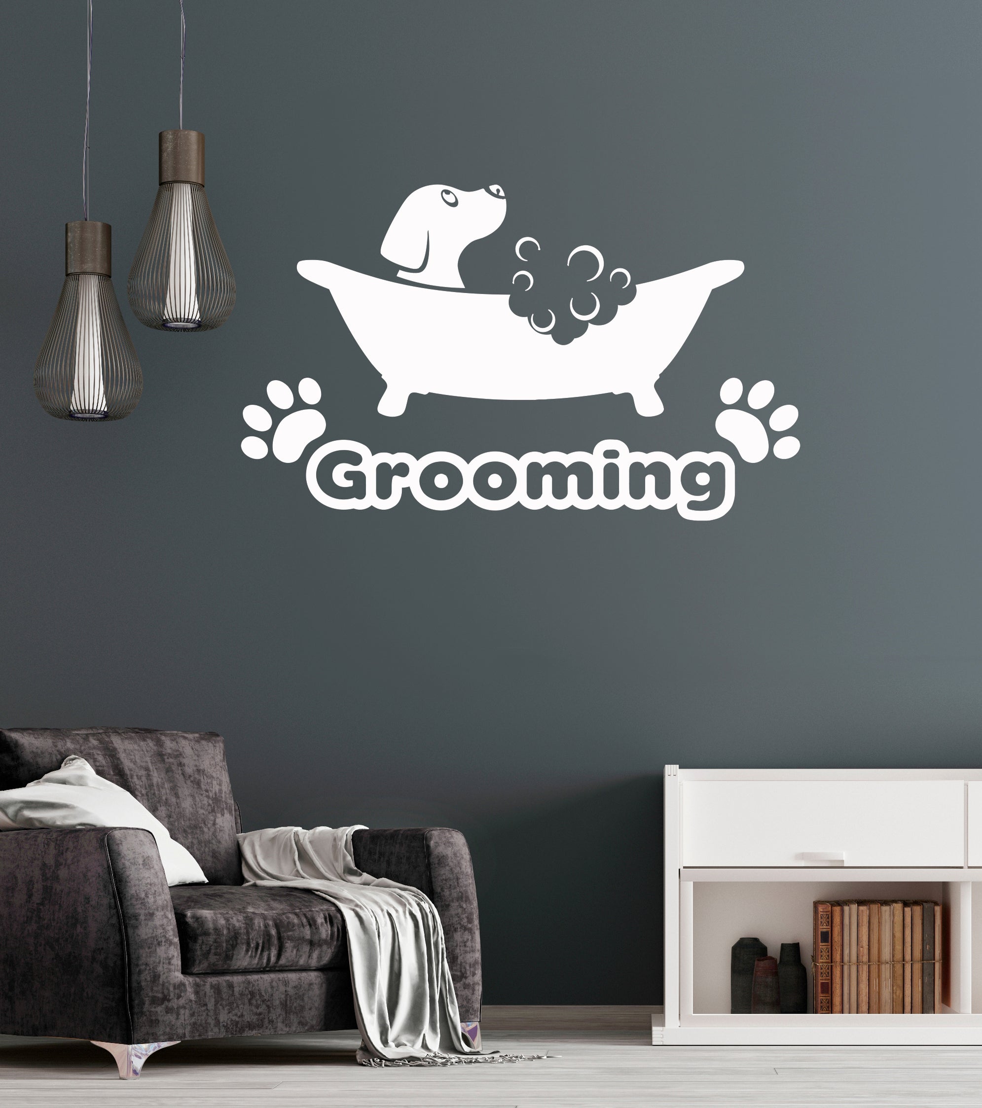 Vinyl Wall Decal Pets Grooming Dog Puppy Bath Stickers Unique Gift (17 ...