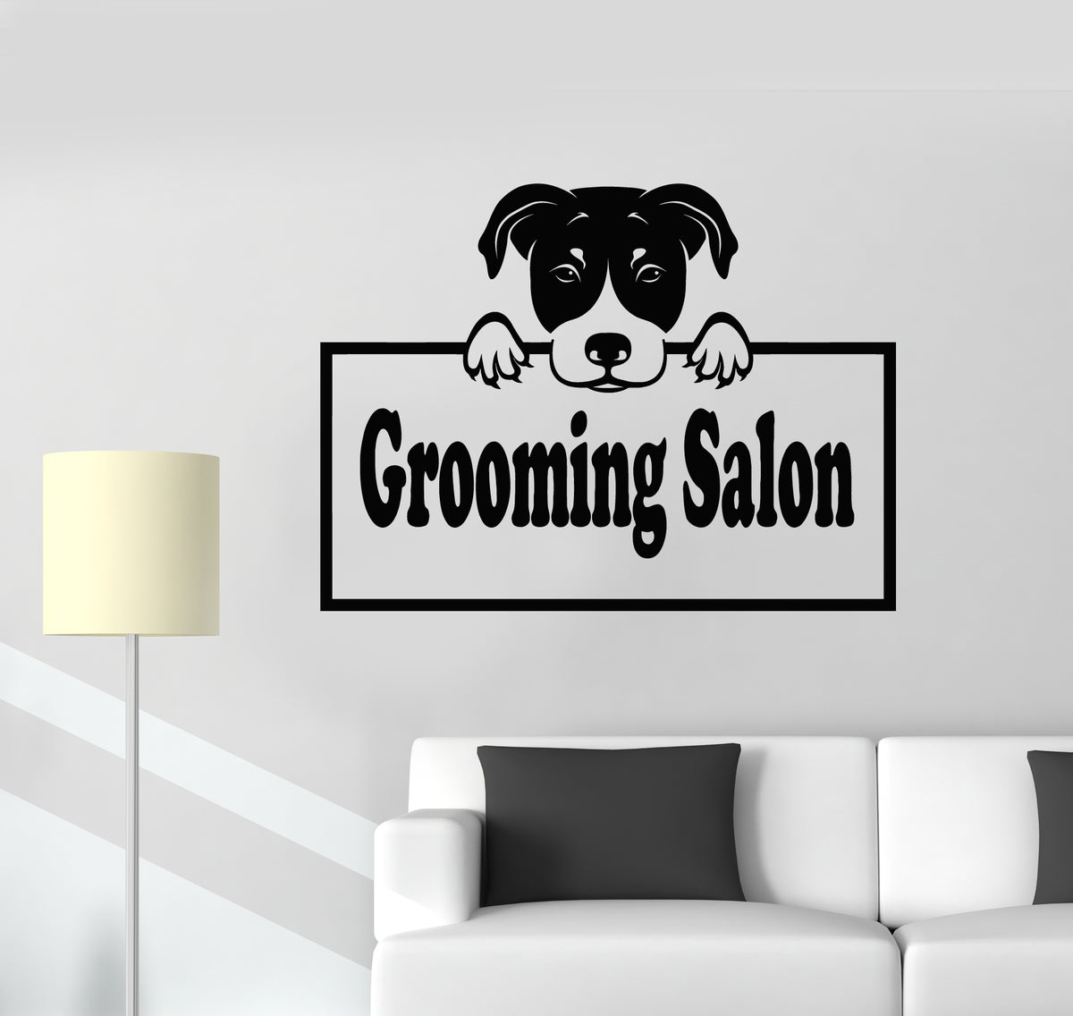 Vinyl Wall Decal House Pet Animal Dog Head Grooming Salon Stickers Mur ...