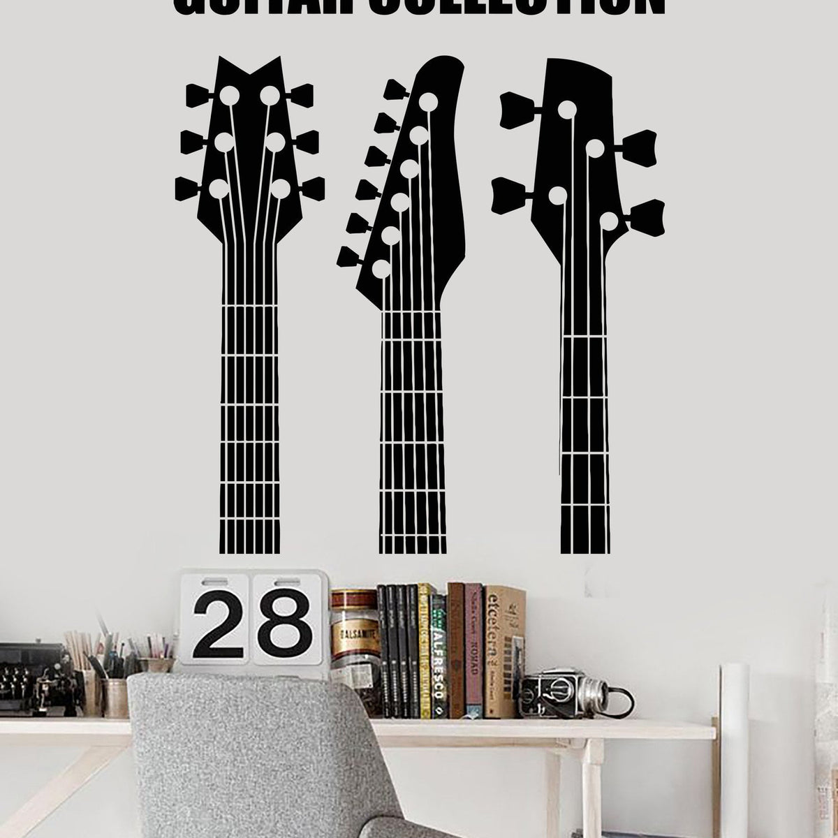 Vinyl Wall Decal Guitar Collection Shop Musical Instruments Stickers U ...