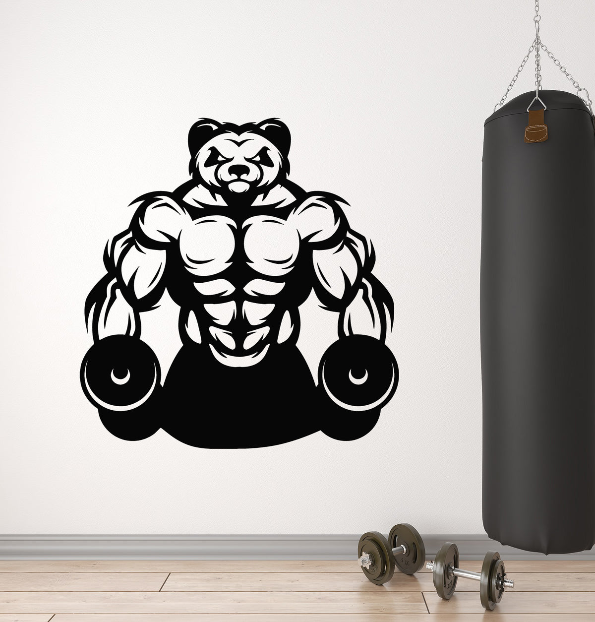 Vinyl Wall Decal Panda Muscles Gym Fitness Sports Decor Stickers Mural ...
