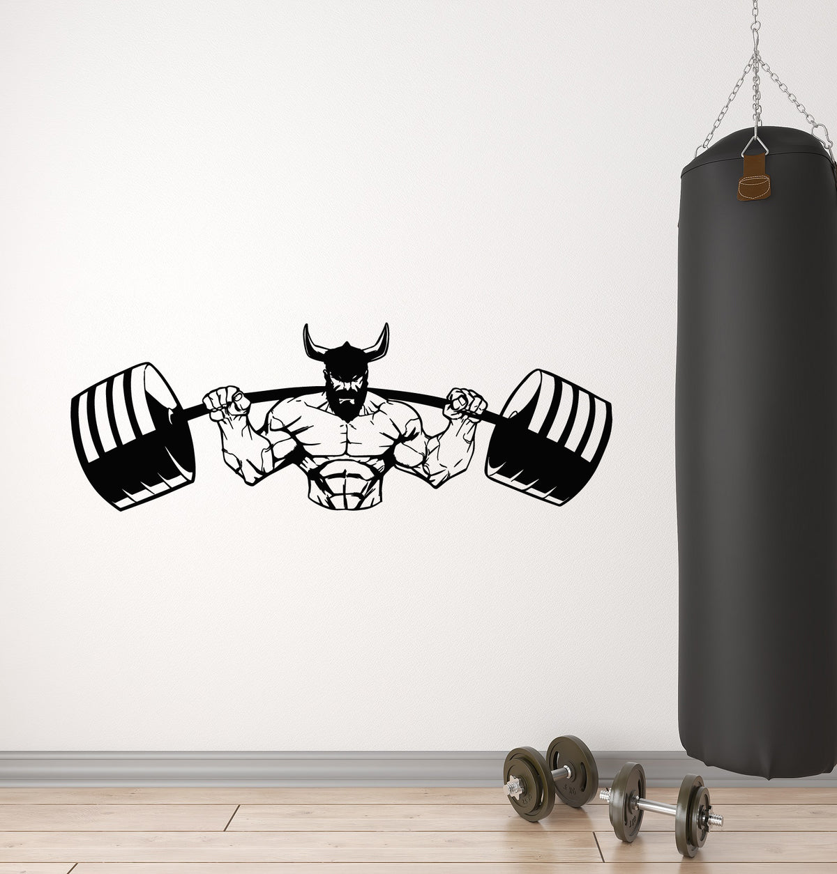 Vinyl Wall Decal Strongman Viking Musculed Fitness Gym Sports Stickers ...