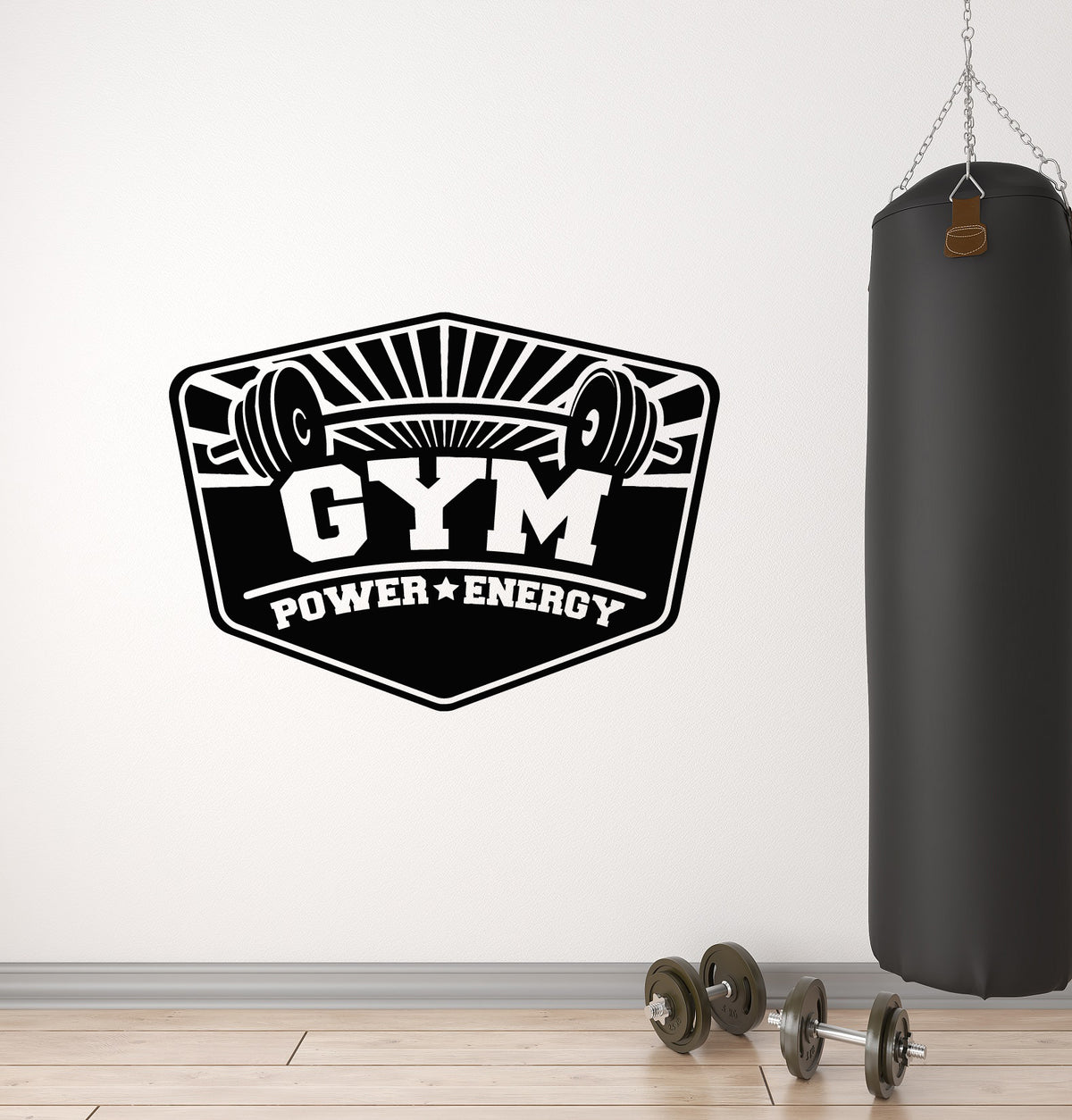 Vinyl Wall Decal Fitness Gym Bodybuilding Sports Power Energy Stickers ...