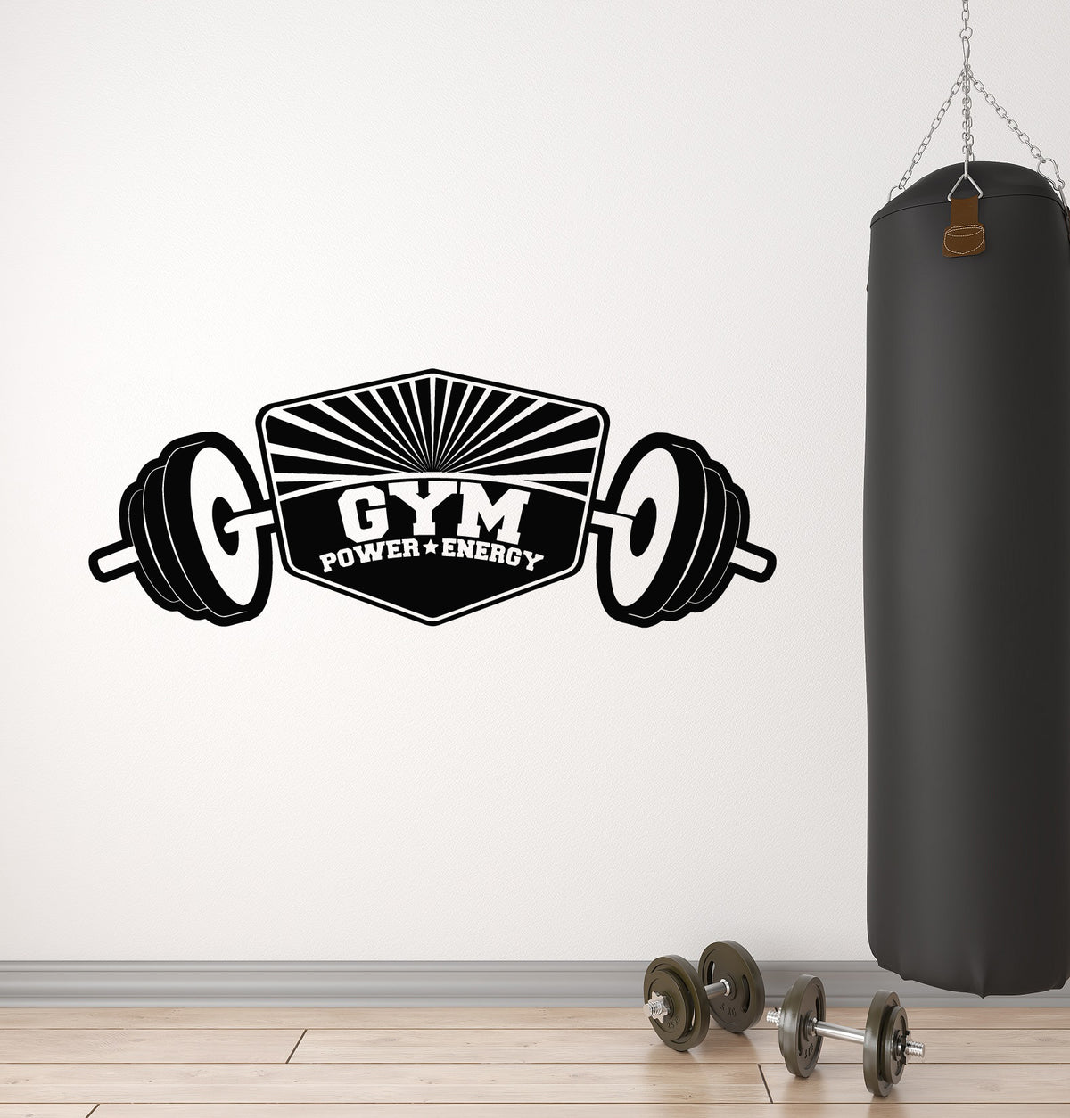 Vinyl Wall Decal Power Energy Dumbbell Gym Fitness Bodybuilding Sticke ...