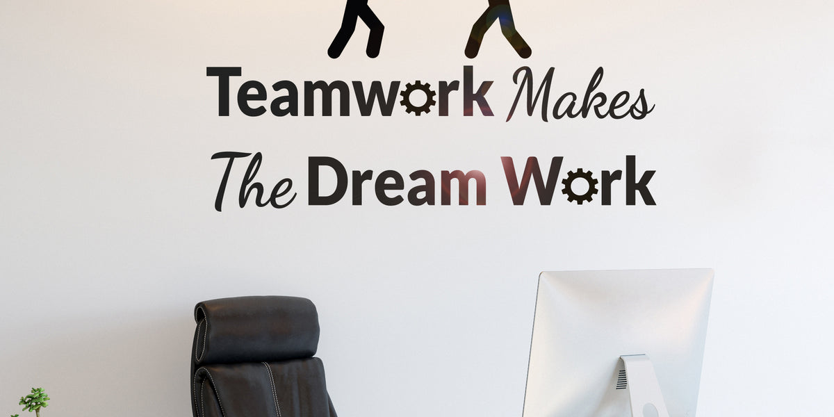 Vinyl Wall Decal Phrase Teamwork Makes Dream Work Office Decor Sticker ...