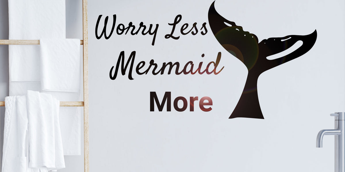 Wall Decal Worry Less Mermaid Sea Girl Bedroom Interior Vinyl Decor gz ...