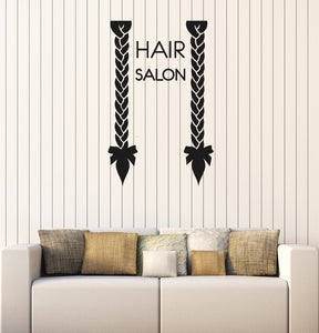 Vinyl Wall Decal Hair Salon Signboard Pigtails Stylist Hairdresser Sti ...