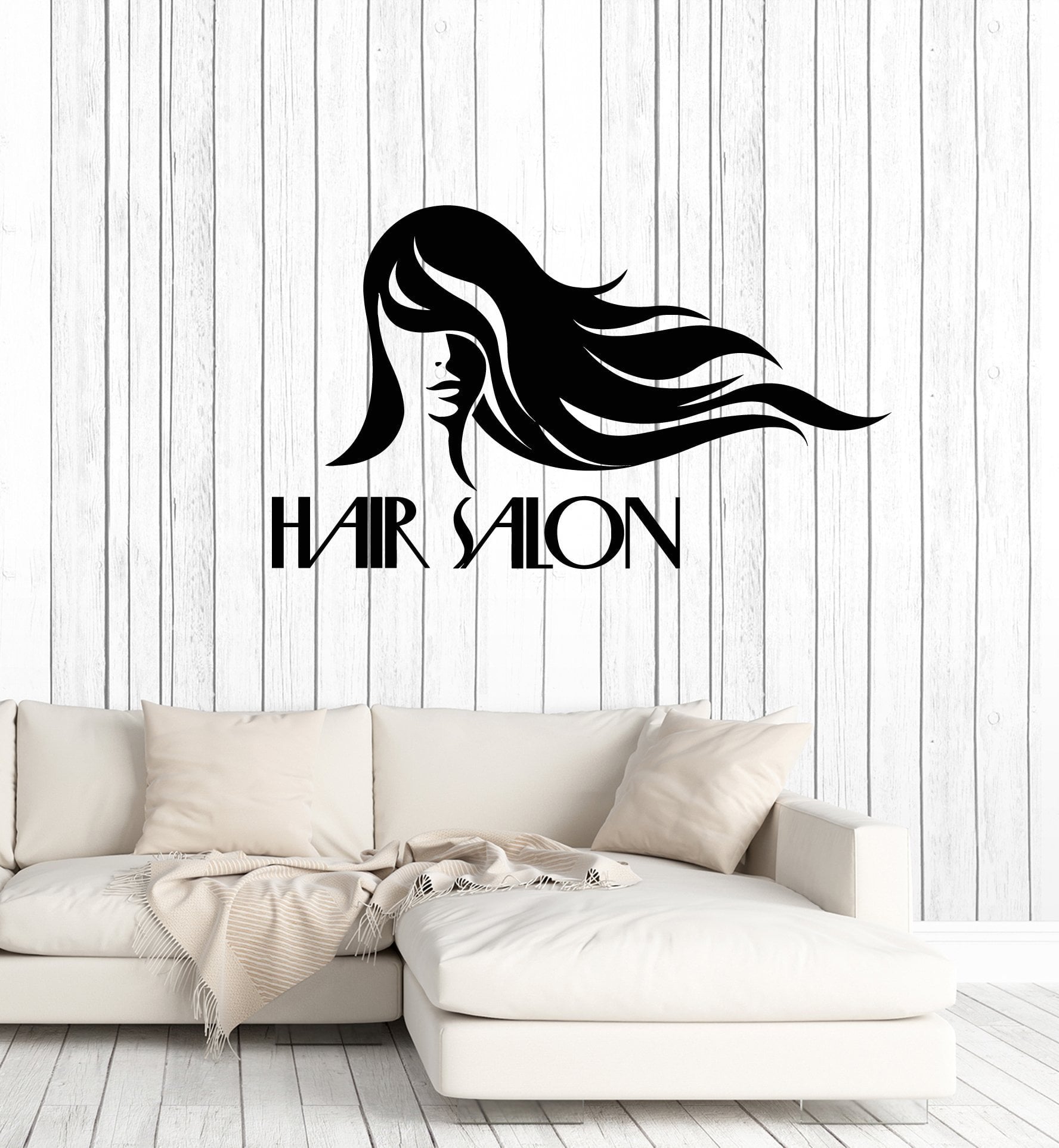 Vinyl Wall Decal Hair Salon Woman Stylist Hairdressing Decor Art Stick ...