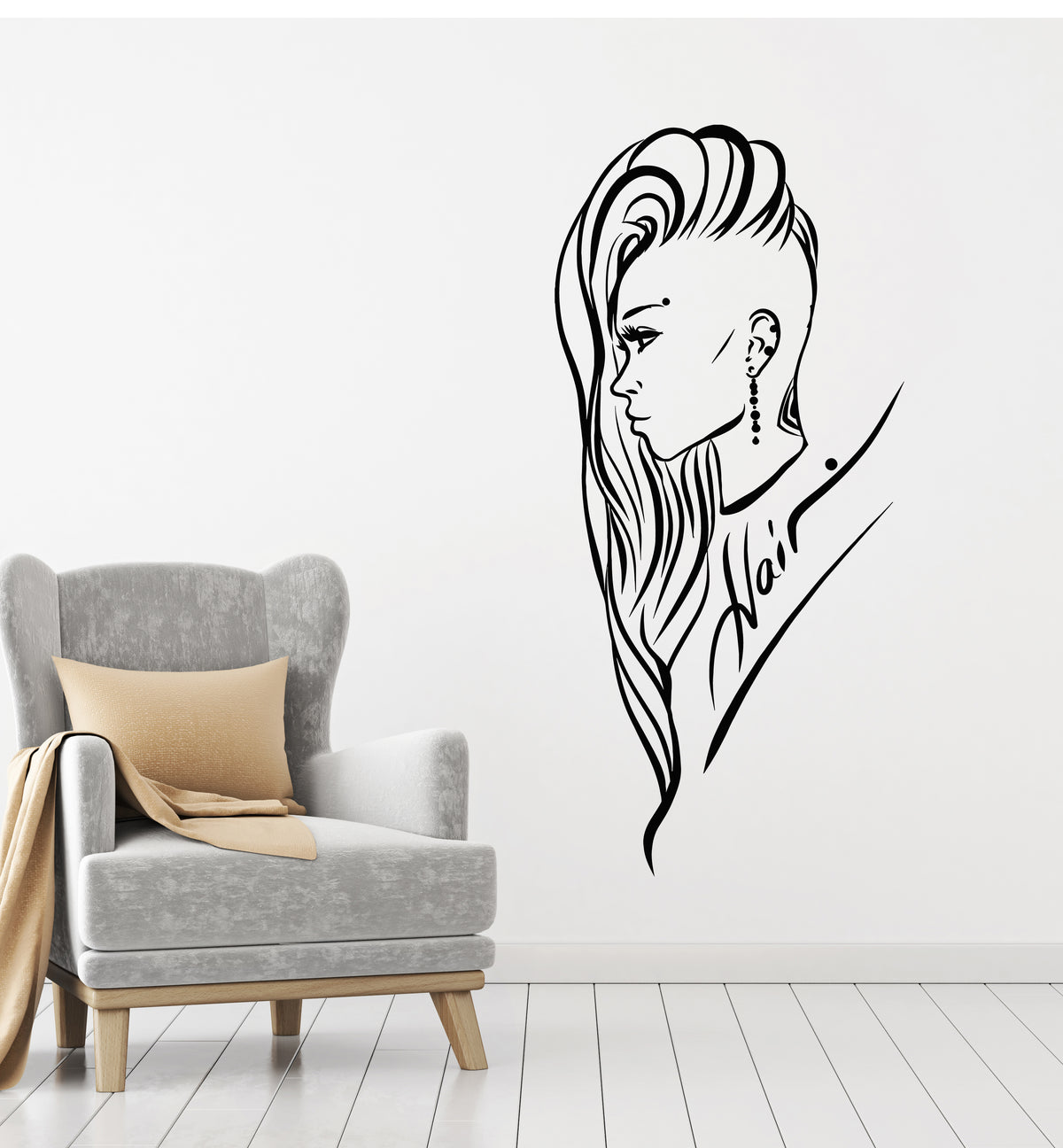 Vinyl Wall Decal Stylist Hair Salon Beauty Woman Face Profile Stickers ...