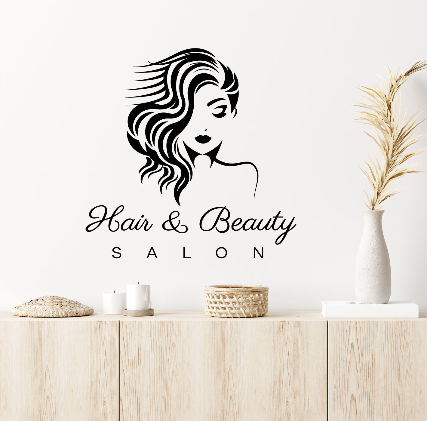 Vinyl Wall Decal Hair Beauty Salon Girl Signboard Makeup Stickers Uniq ...