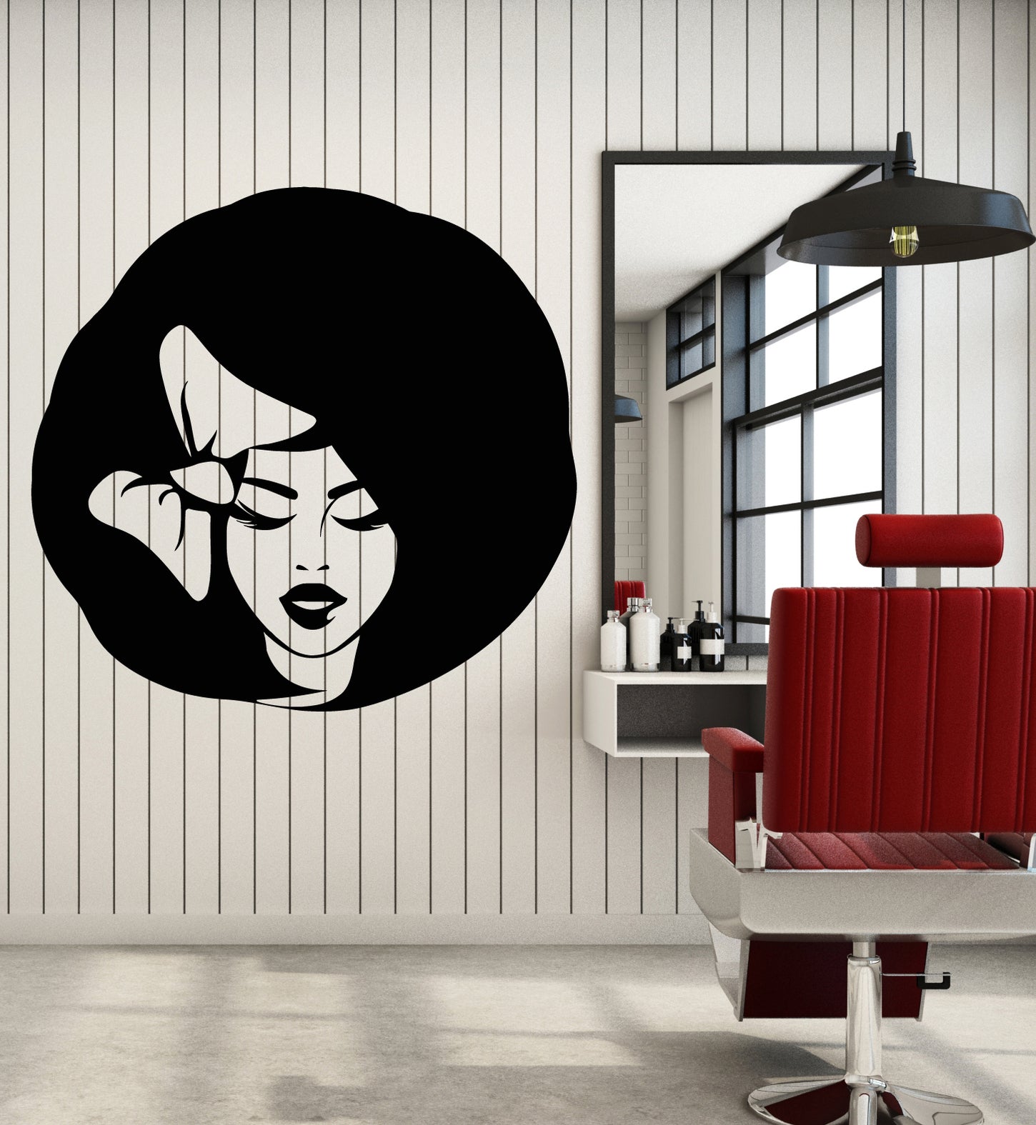 Vinyl Wall Decal Beauty Girl Face Hair Spa Salon Hair Style Stickers M ...