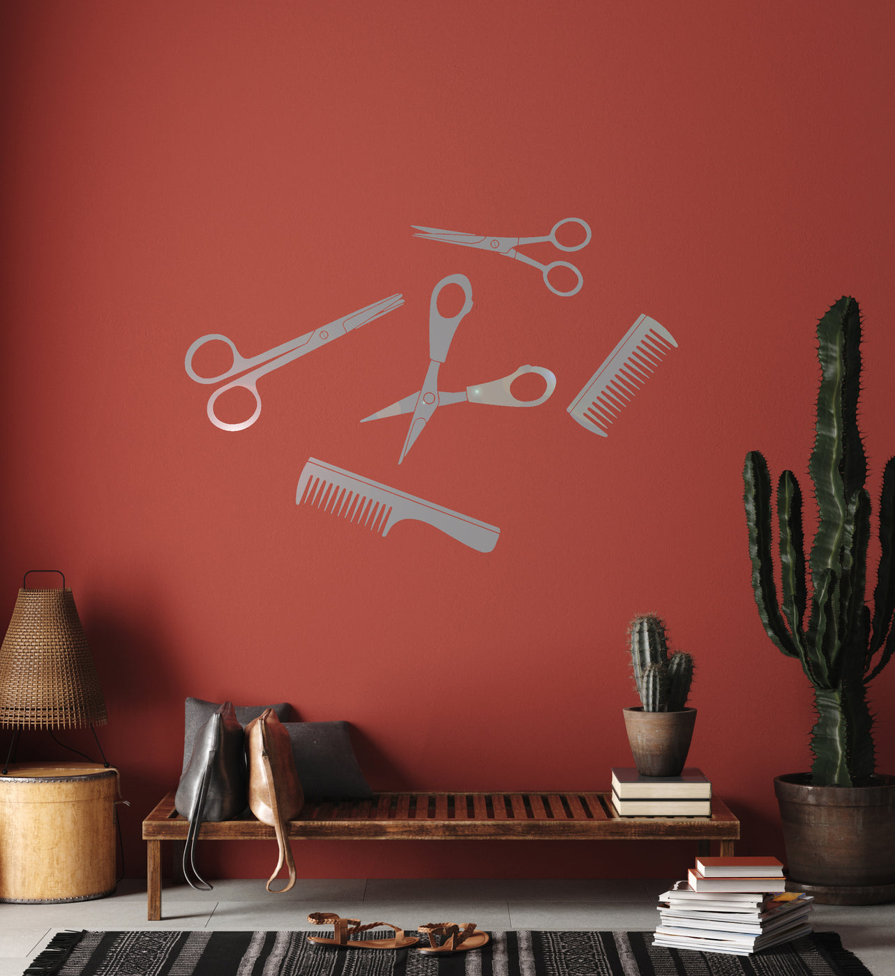 Vinyl Wall Decal Barber Tools Hairdresser Hair Barbershop Beauty Salon ...