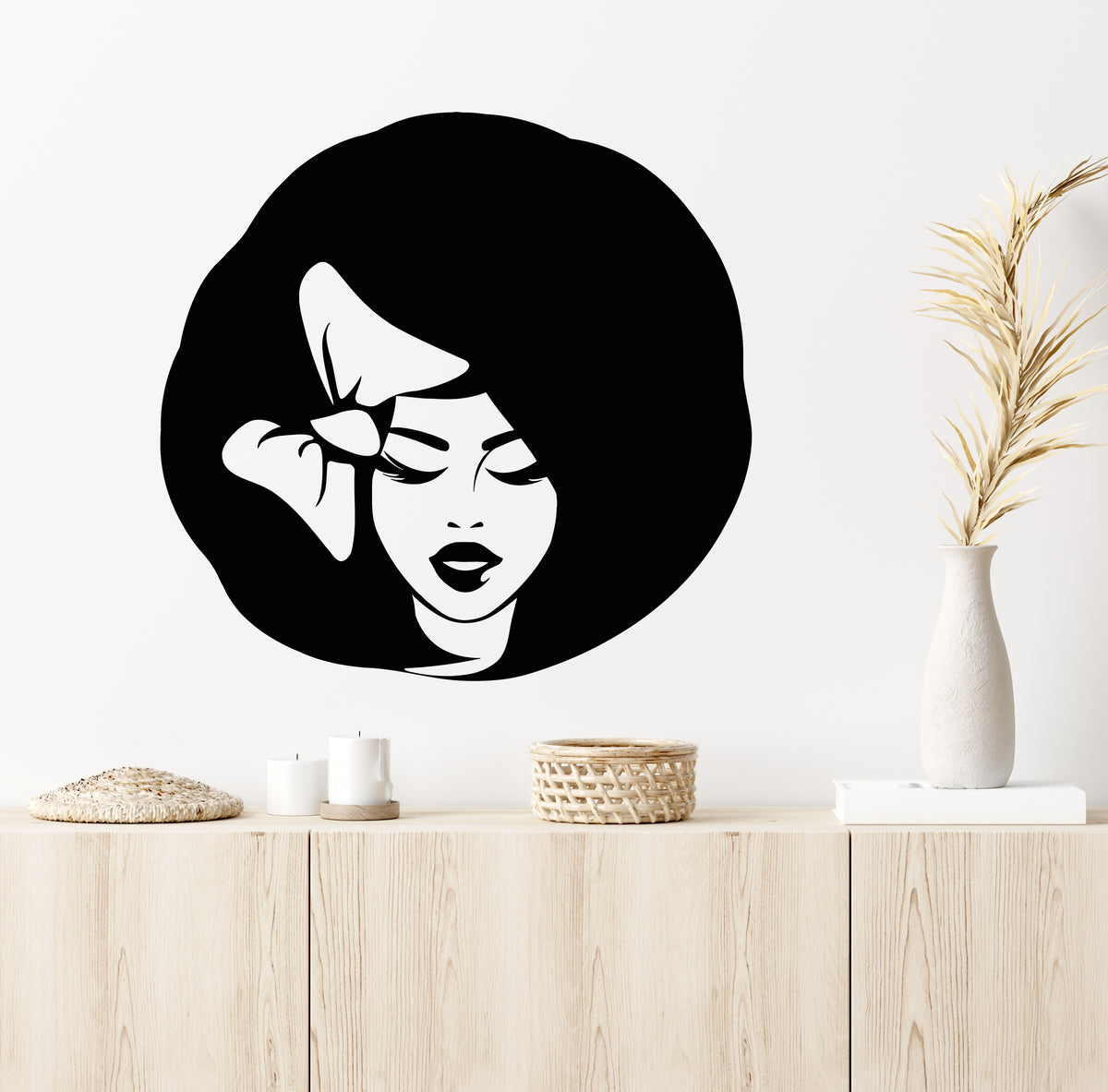 Vinyl Wall Decal Beauty Girl Face Hair Spa Salon Hair Style Stickers M ...