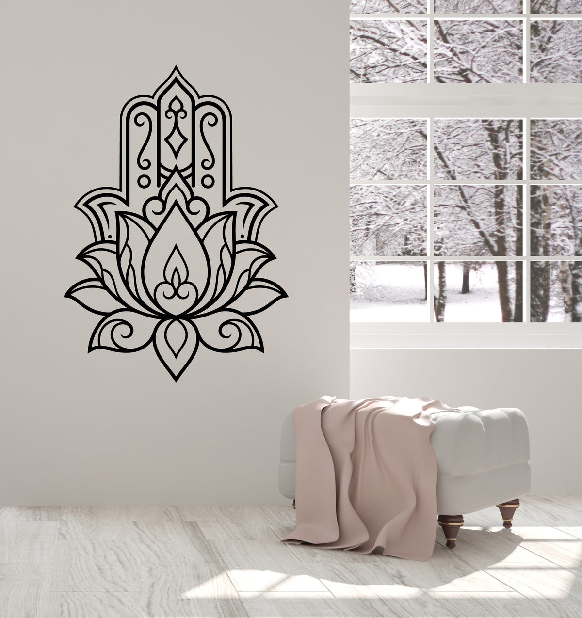 Hamsa Vinyl Wall Decal Lotus Buddha Decor Talisman Stickers Mural (k15 ...