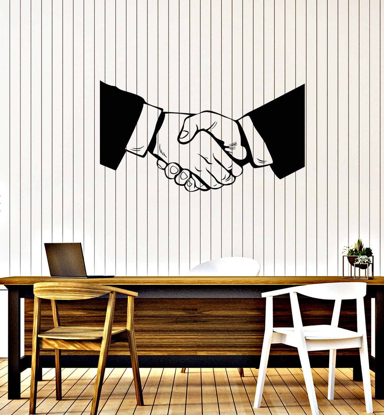 Vinyl Wall Decal Teamwork Business Work Handshake Office Stickers Mura ...