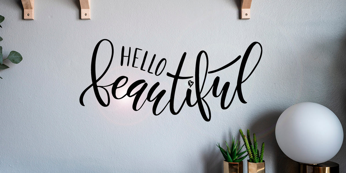 Vinyl Wall Decal Words Hello Beautiful Lettering Home Interior Sticker ...