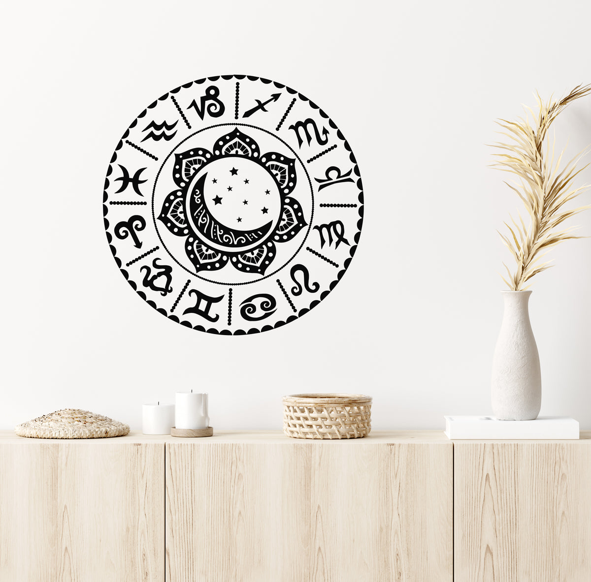 Vinyl Wall Decal Zodiac Sign Horoscopes Sun Moon Symbols Stickers Mura ...