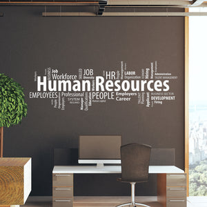 Vinyl Wall Decal Human Resources HR Words Cloud Management Office Stic ...
