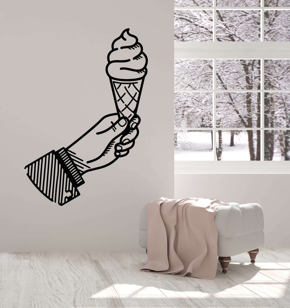 Vinyl Wall Decal Tasty Ice Cream Waffle Truck Art Dessert Kitchen Stic ...