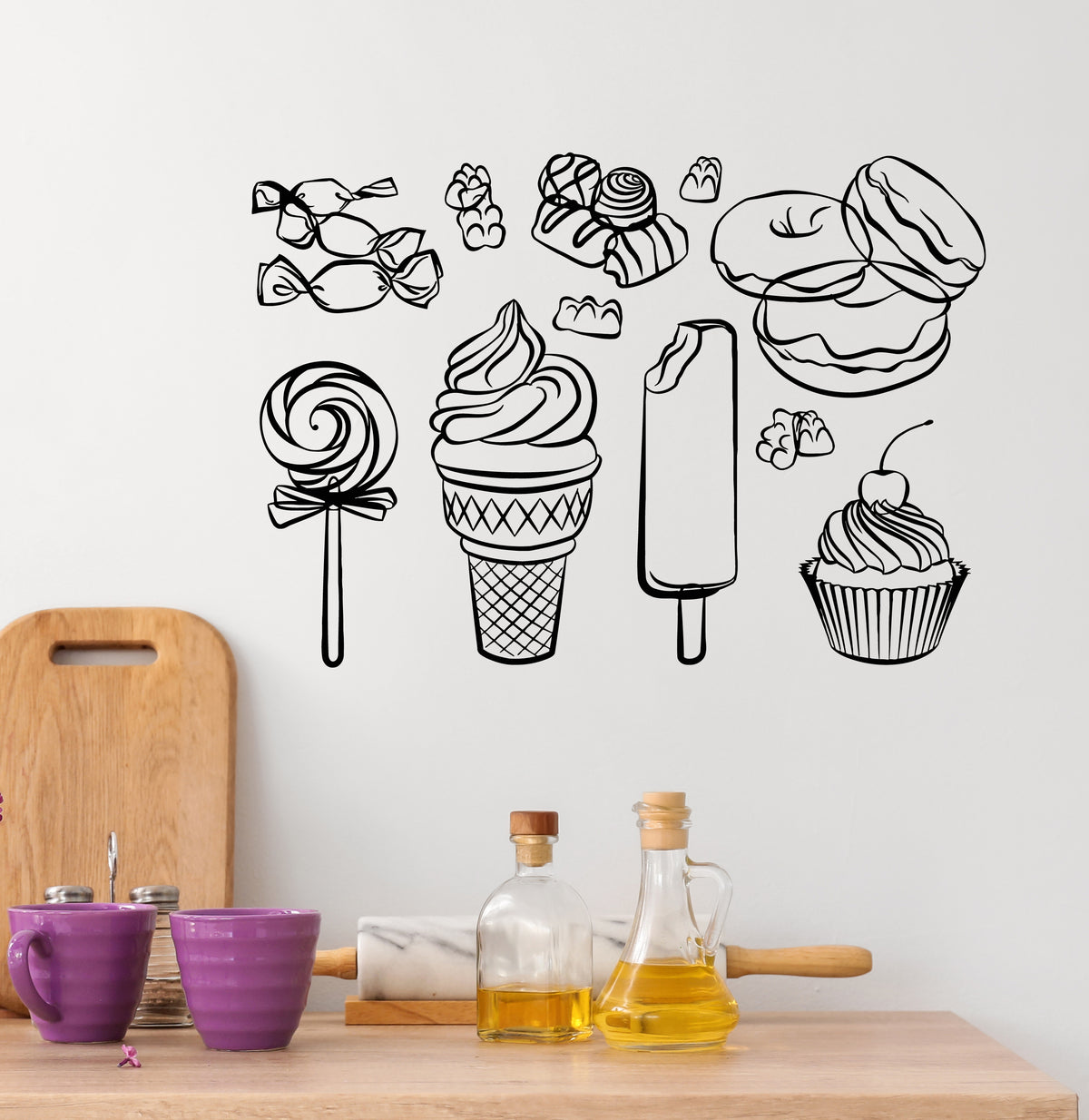 Vinyl Wall Decal Dessert Ice Cream Sweet Home Cafe Candies Stickers Mu ...