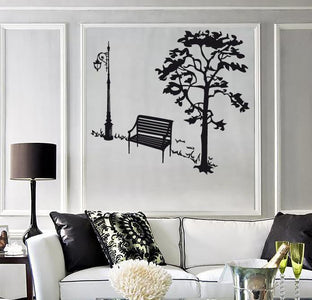 Wall Stickers Vinyl Decal Tree Nature Park Bench Living Room Cool Deco ...