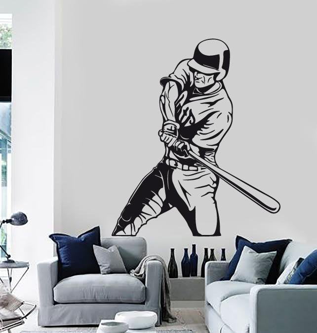 Wall Stickers Vinyl Decal Sports Baseball Bat Player Unique Gift ig165 ...