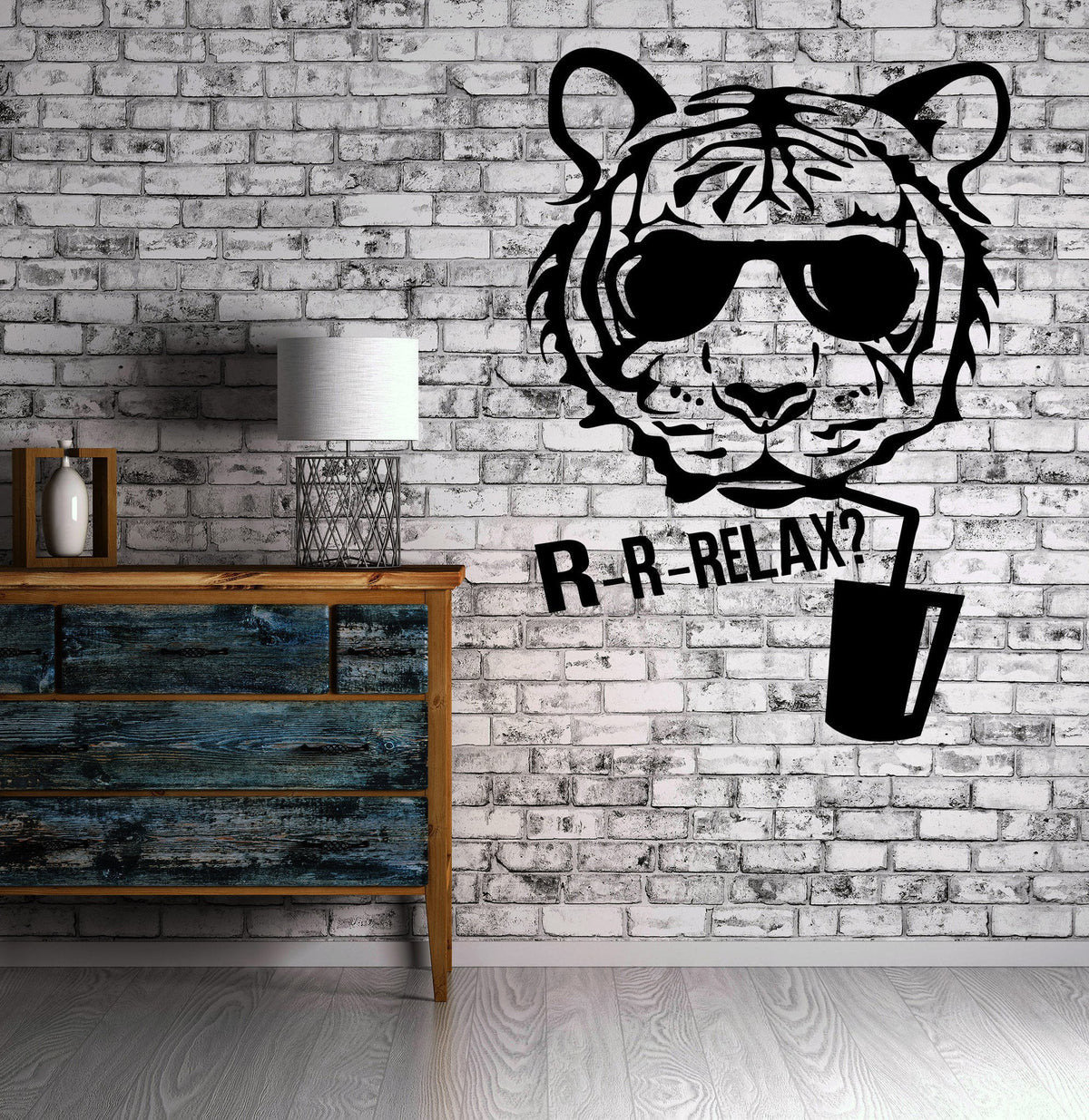 Tiger Cocktail Bar Nightclub Relax Wall Sticker Vinyl Decal Unique Gif ...