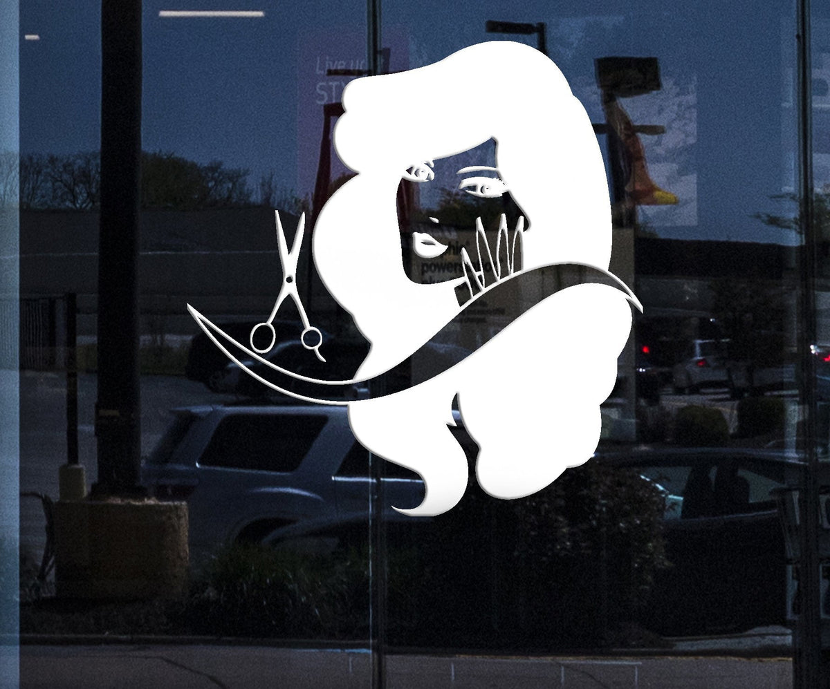 Window Sign Hairdresser Wall Stickers Beauty Salon Sexy Girl Barber Ha ...