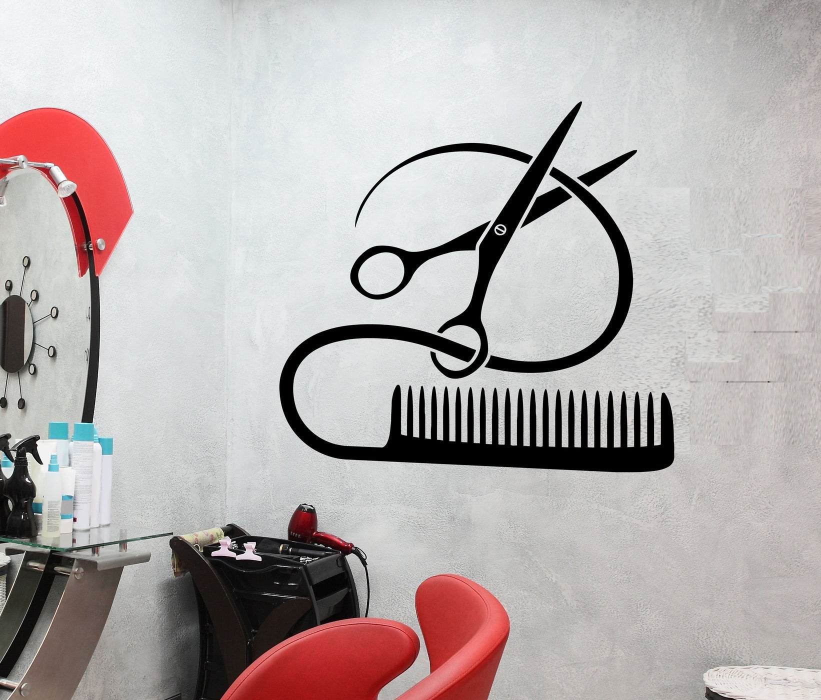 Vinyl Decal Barber Tools Wall Sticker Hairstyle Hair Stylist Hair Salo ...