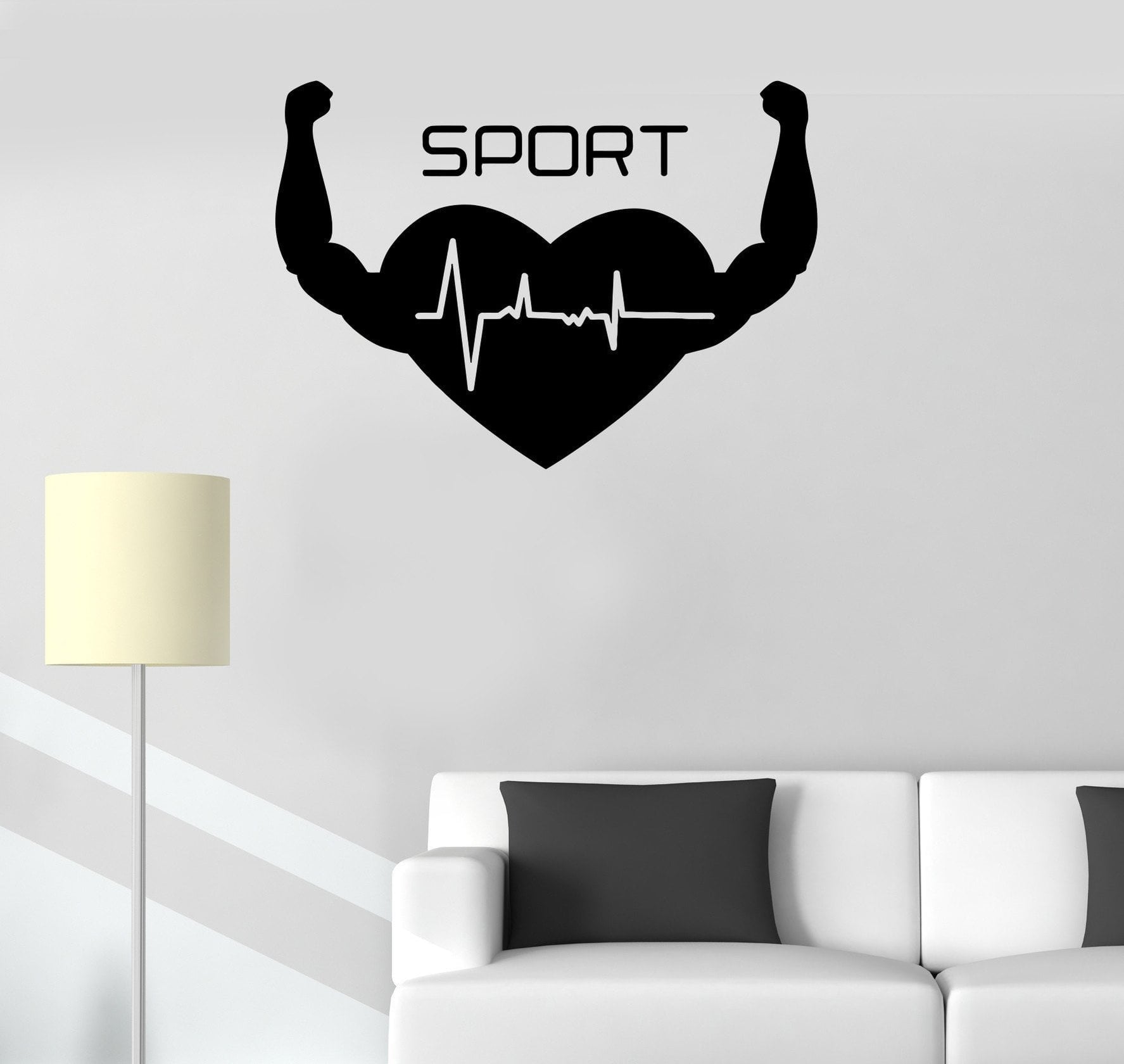 Vinyl Decal Sport Heart Healthy Lifestyle Training Gym Fitness Wall St ...