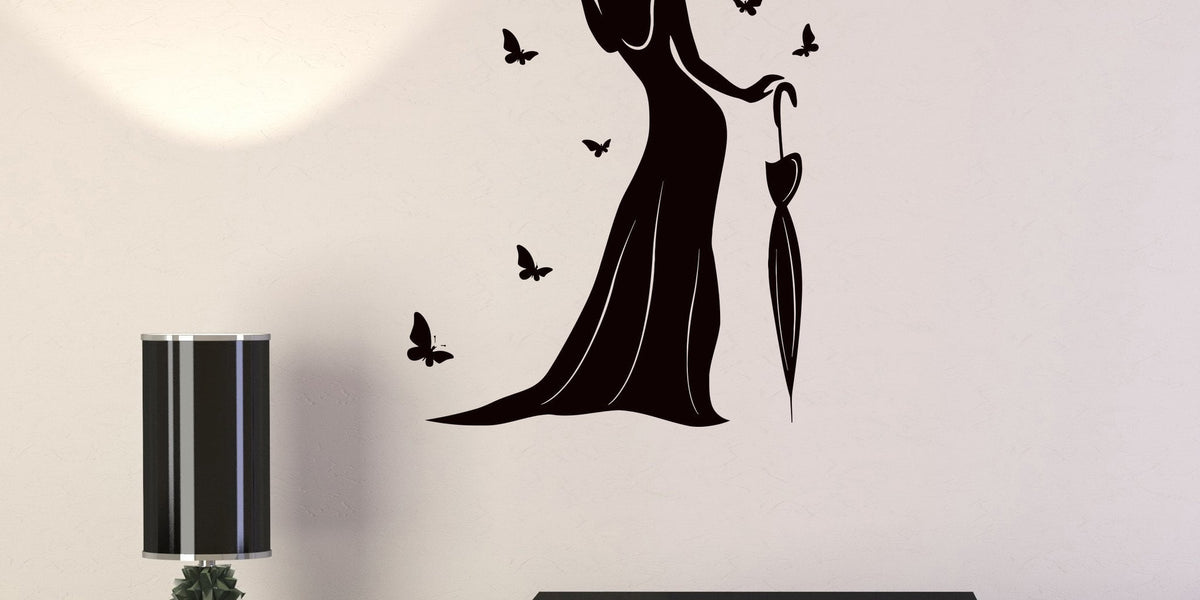Vinyl Wall Decal Beautiful Woman Butterfly Beauty Centre Stickers Uniq ...