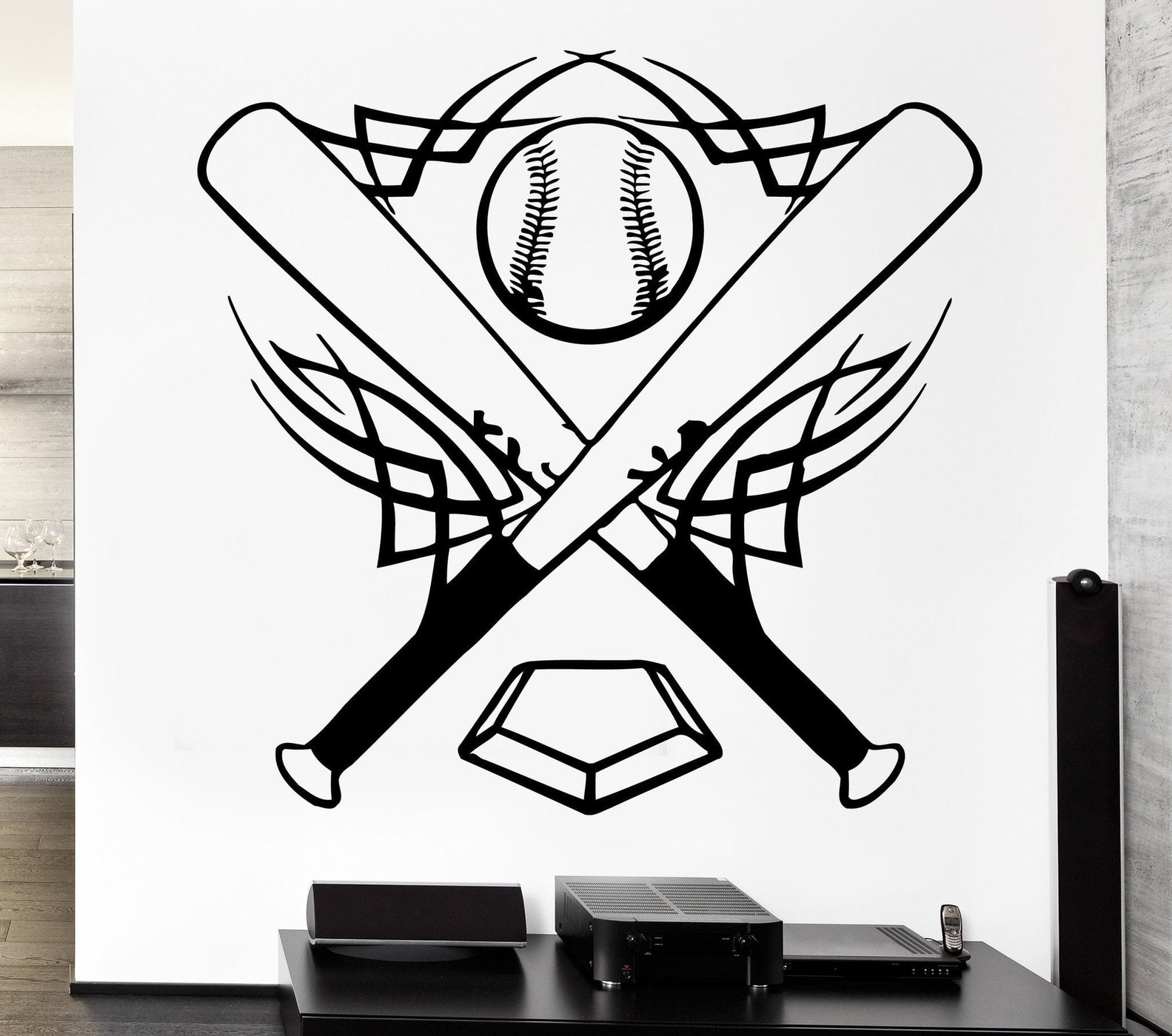 Vinyl Decal Baseball Wall Stickers Bat Sports Ball Great Decor for Boy ...