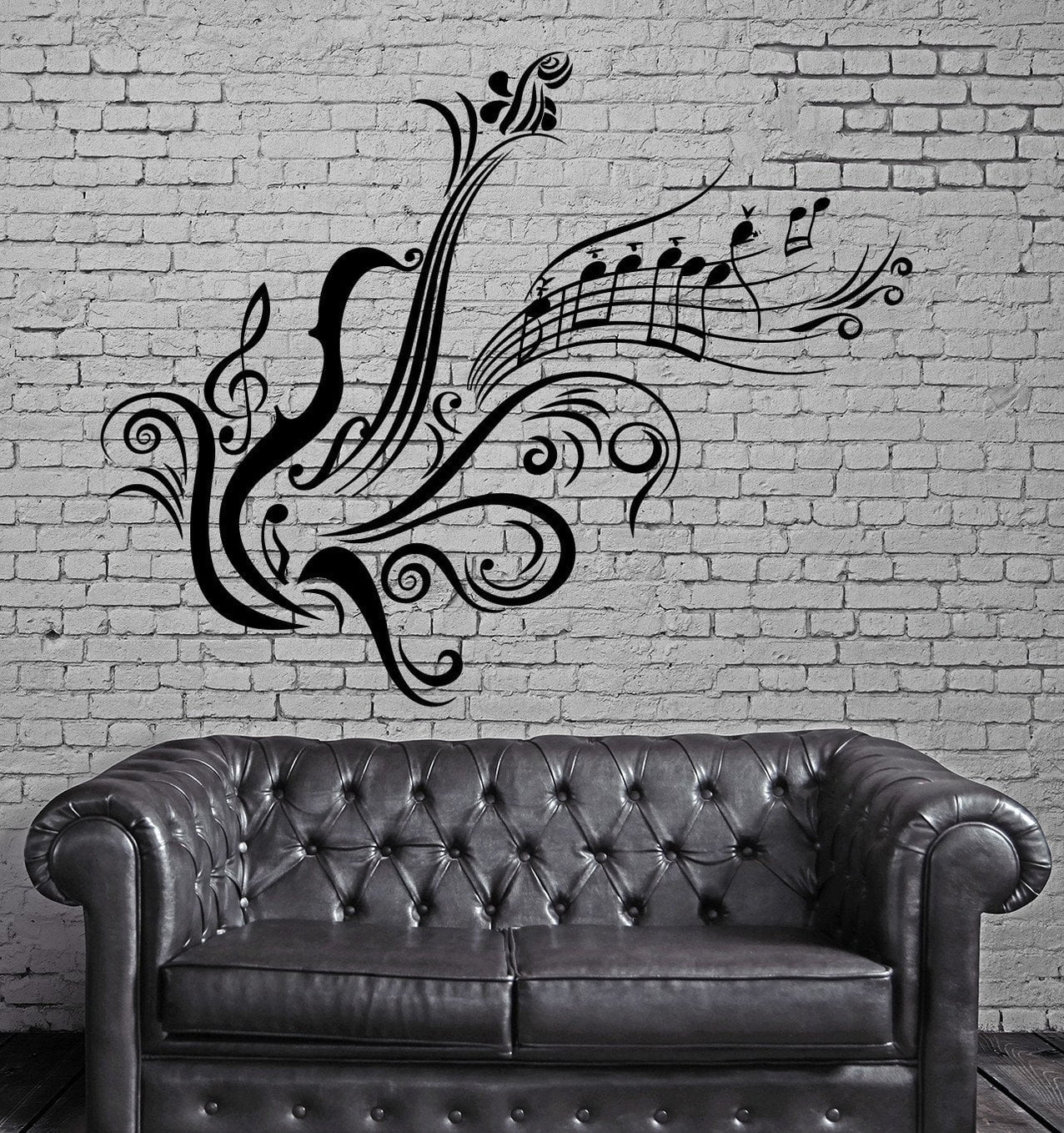 Music Vinyl Decal Guitar Notes Cool Decal for Room Wall Stickers Uniqu ...