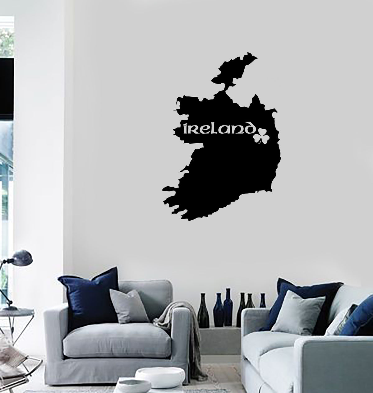 Wall Sticker Vinyl Decal Map of Ireland Dublin Shamrock Symbol Unique ...