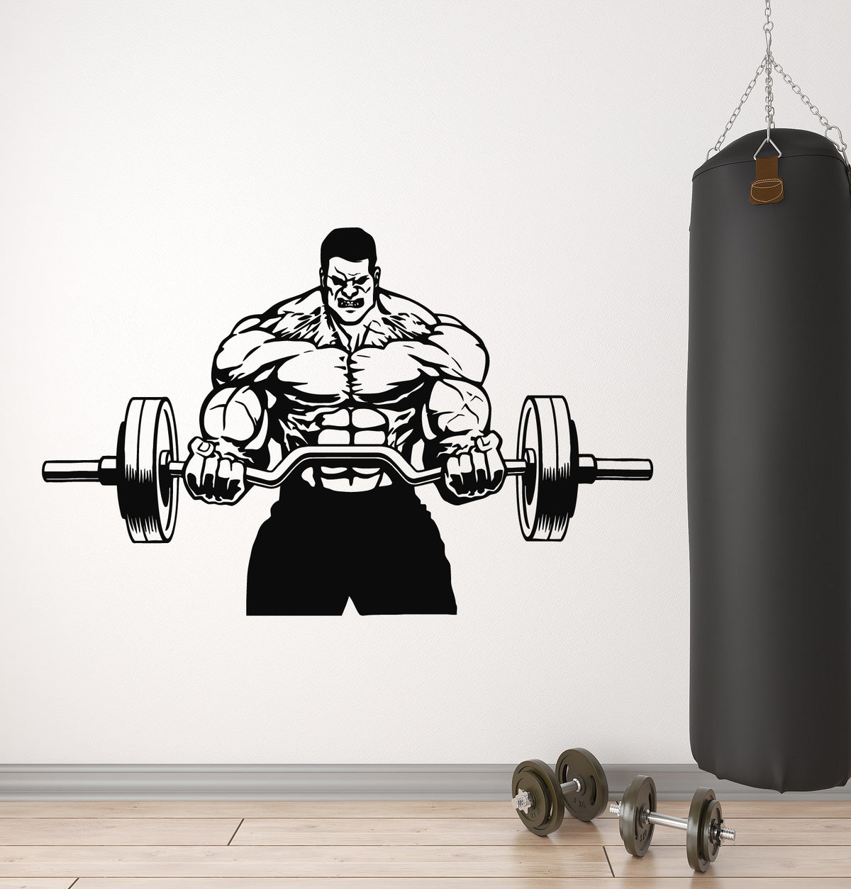 Vinyl Wall Decal Fitness Center Iron Sports Gym Bodybuilding Stickers ...
