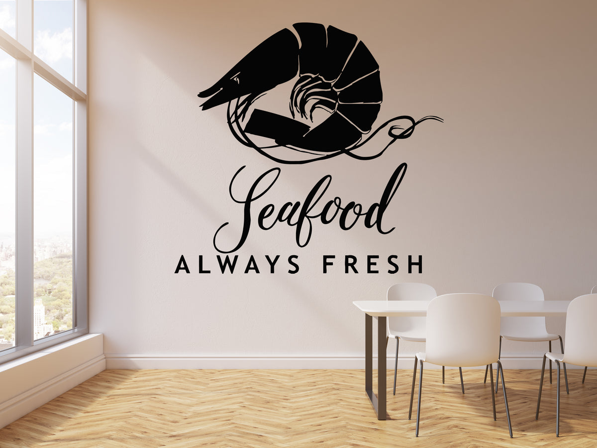 Vinyl Wall Decal Seafood Restaurant Sea Animal Shrimp Fresh Food Stick ...