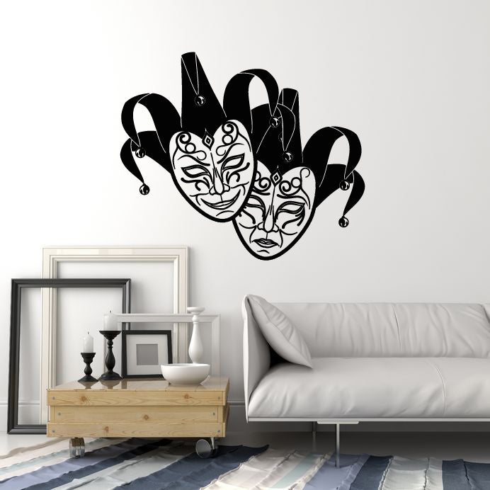 Vinyl Wall Decal Joker Gambler Laughing and Crying Masks Stickers Mura ...