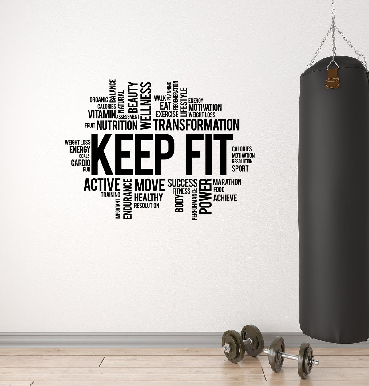 Vinyl Wall Decal Keep Fit Home Gym Fitness Motivation Inspiration Heal ...