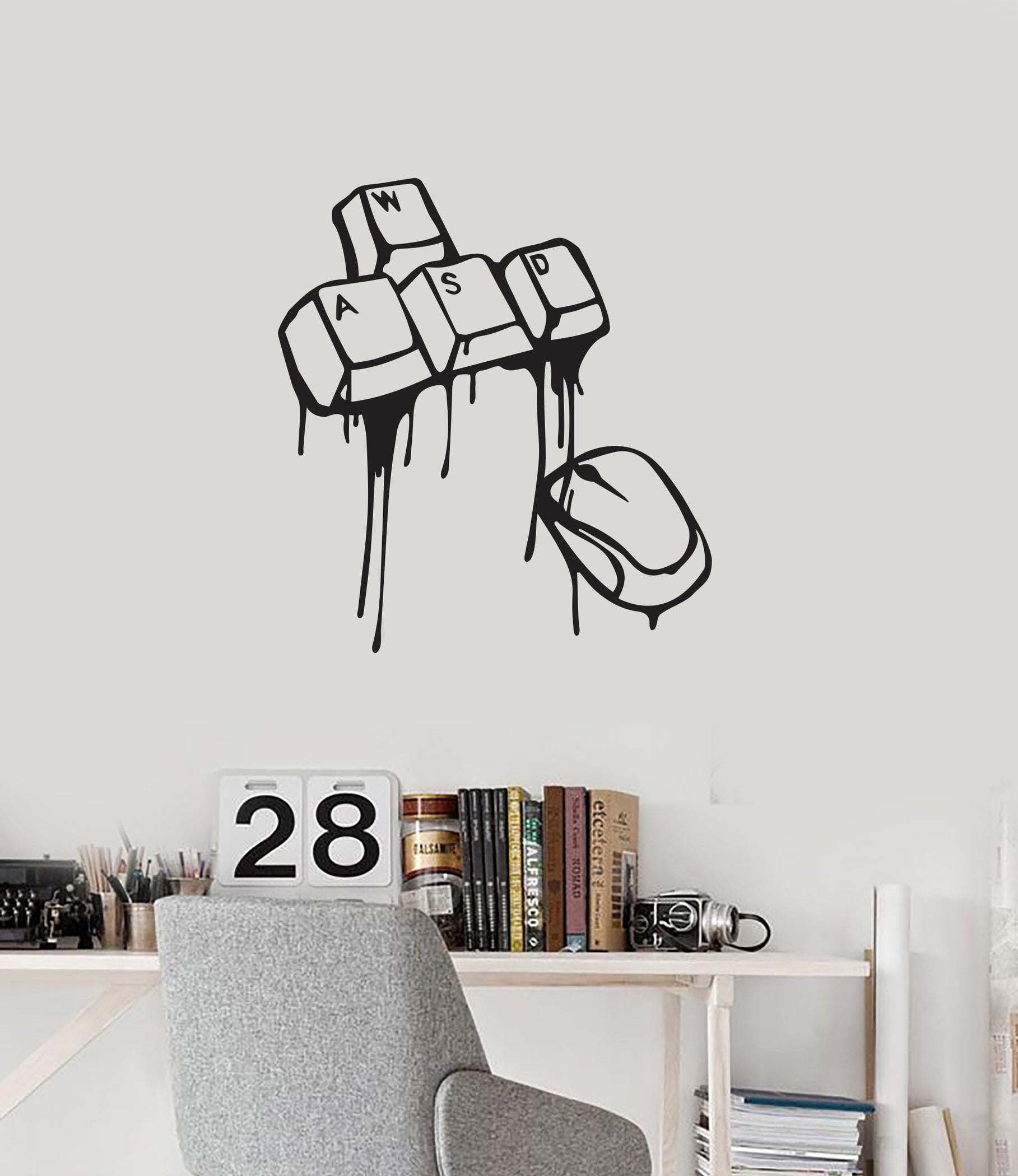 Vinyl Wall Decal Gaming Keyboard Mouse Gamer Room Interior Art Sticker ...