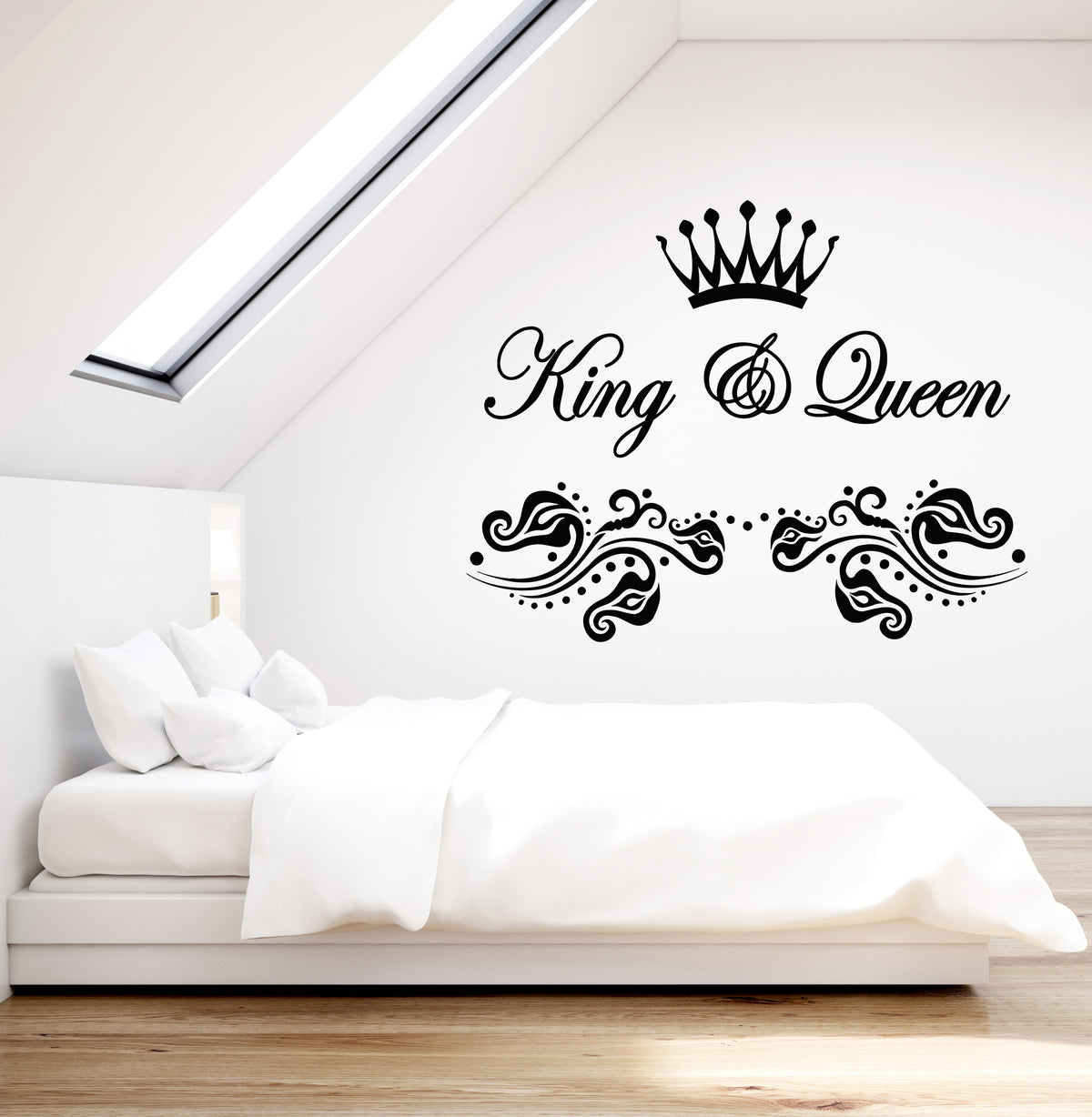 Vinyl Wall Decal Crown King And Queen Bedroom Kingdom Home Interior St ...