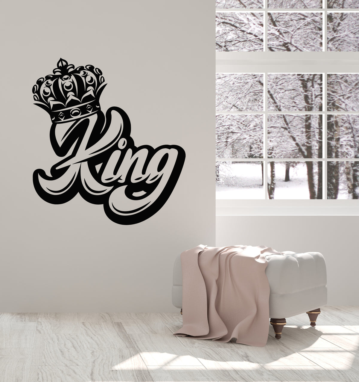 Vinyl Wall Decal Crown Lettering King Sign Kingdom Home Decor Stickers ...