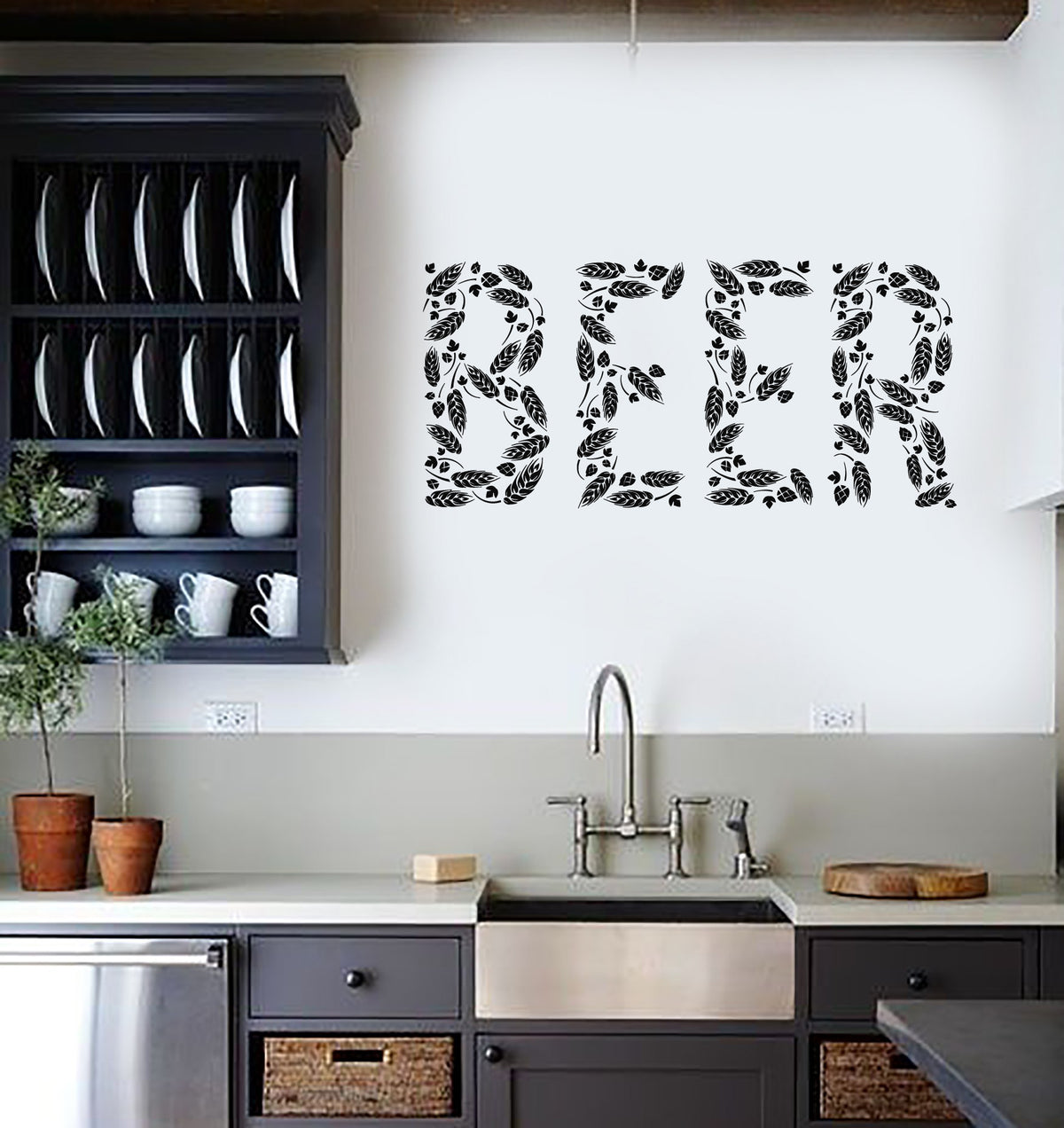 Vinyl Wall Decal Hop Beer Letter Foam Pub Bar Alcohol Beerhouse Sticke ...